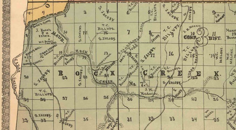 Colbert County Alabama 1896 Old Wall Map With Landowner - Etsy