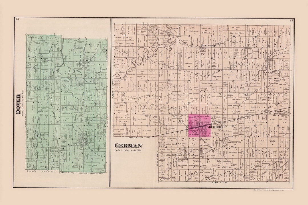 Dover 1888 - German - Old Town Map Reprint - Fulton County, Ohio ...