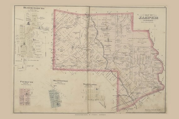 Jasper 1875 Old Town Map Reprint Fayette County Ohio - Etsy
