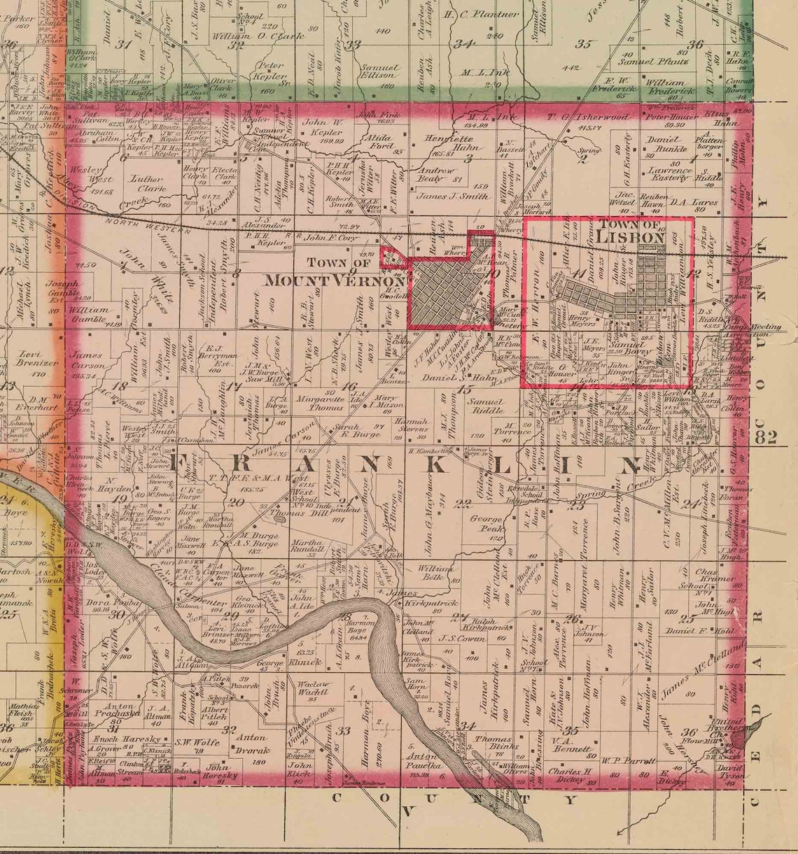 Linn County Iowa 1881 Old Wall Map With Landowner Names Farm | Etsy