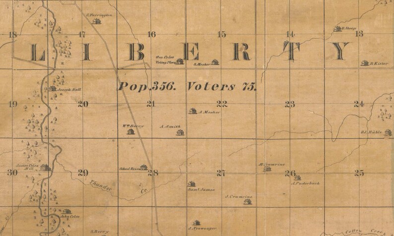 Warren County Iowa 1859 Old Wall Map With Landowner Names Farm - Etsy