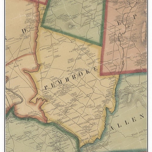 Amherst 1858 Old Town Map With Homeowner Names New Hampshire - Etsy