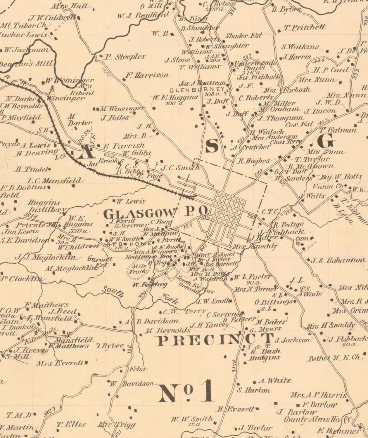 Barren County Kentucky 1877 Wall Map With Homeowner Names | Etsy