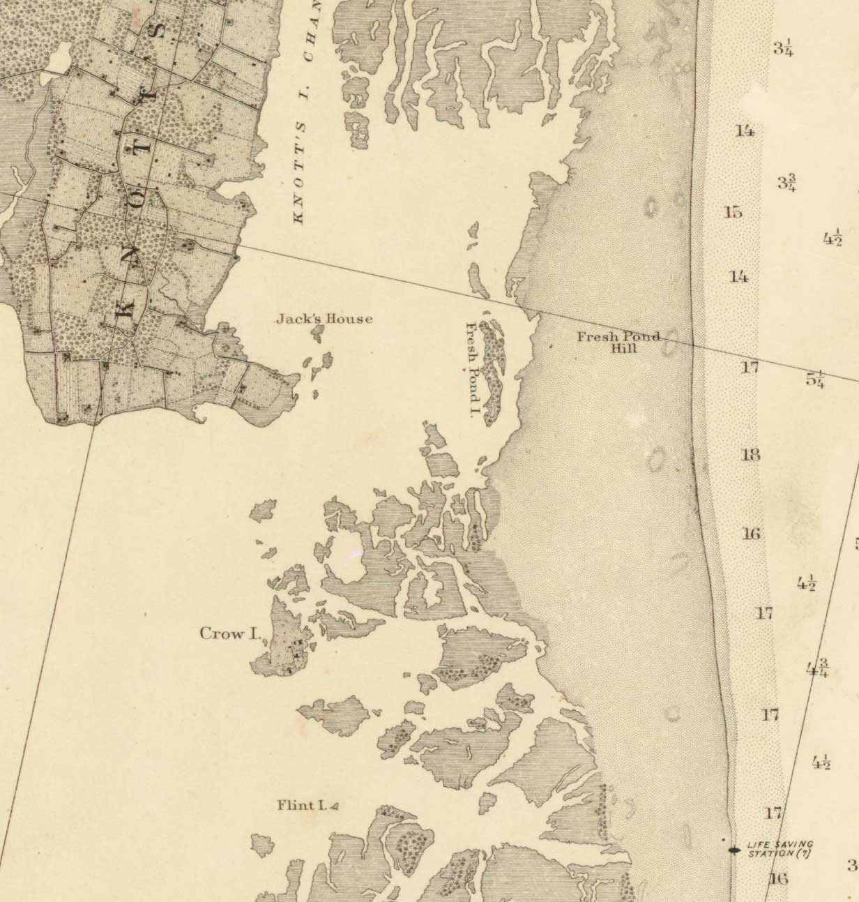 Cape Henry to Currituck Beach - 1880 Nautical Map Reprint - Delaware ...