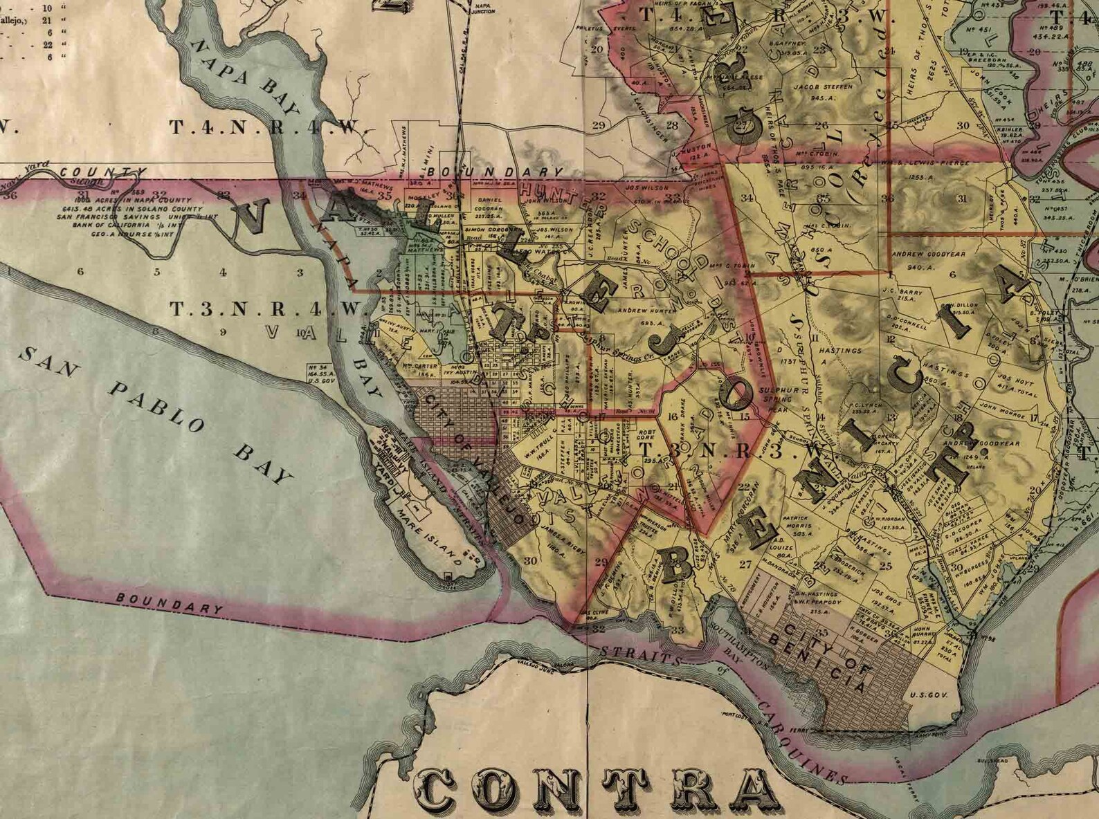 Solano County California 1890 - Old Wall Map Reprint With Landowner ...