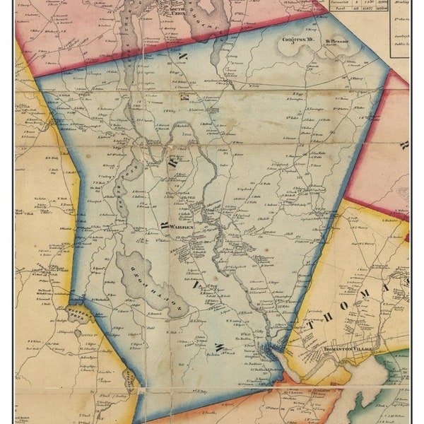 Newburgh 1859 Old Town Map With Homeowner Names Maine Reprint Genealogy ...