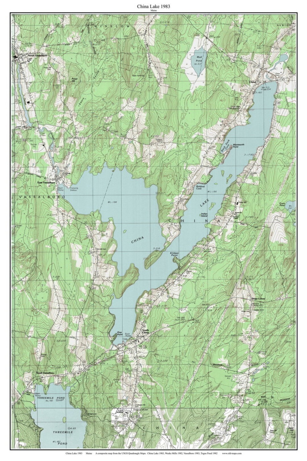 China Lake 1983 Topographic Map USGS 7x7 Custom Composite Reprint ...