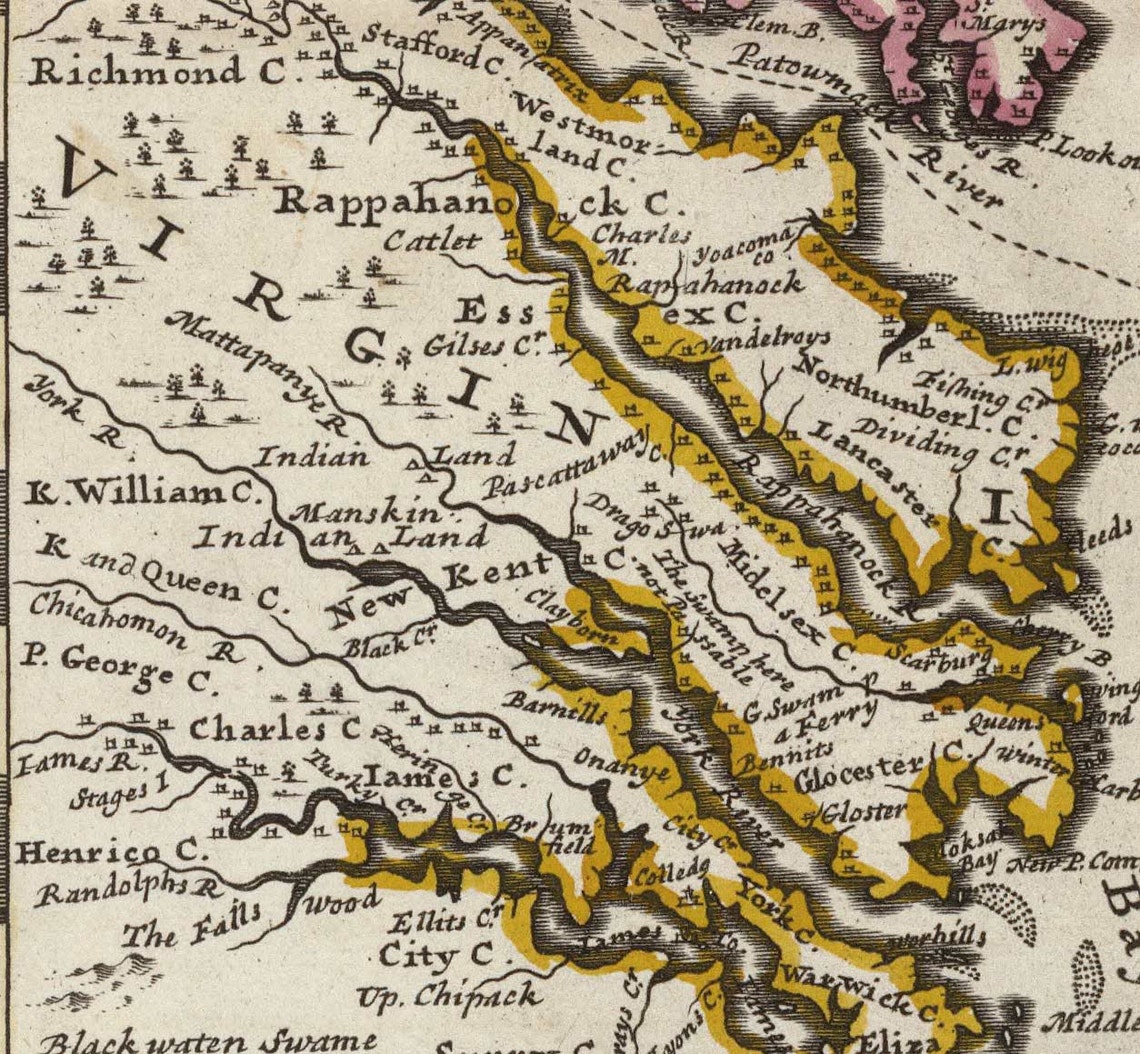 Virginia and Maryland chesapeake Bay and Delmarva 1736 Map - Etsy