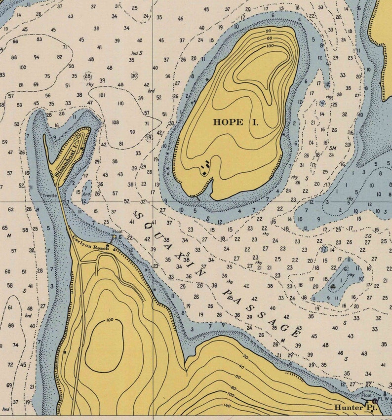 Hammersley Inlet 1947 Shelton Nautical Map Washington - Etsy