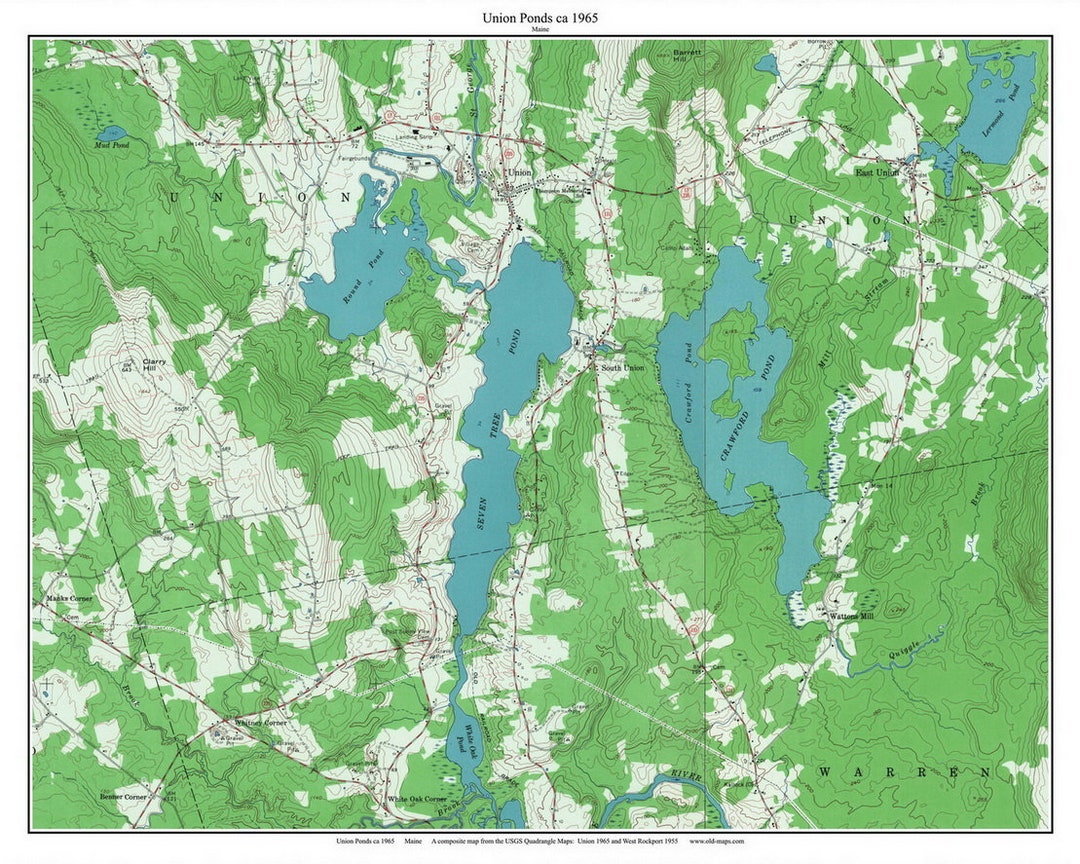 Union Ponds 1965 Topographic Map USGS 7x7 Custom Composite Reprint ...