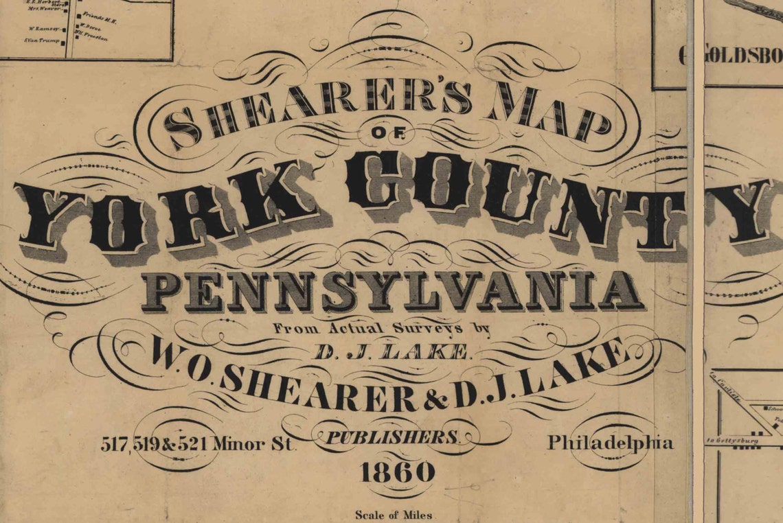 York County Pennsylvania 1860 - Old Wall Map With Homeowner Names ...