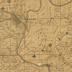 Muskingum County Ohio 1852 - Old Wall Map Reprint With Homeowner Names ...