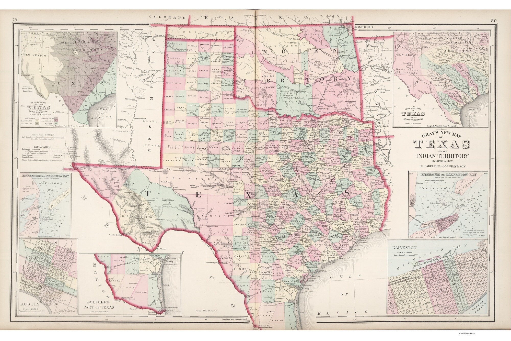 Texas 1878 Old Map O.W. Gray State Map USA Atlas | Etsy