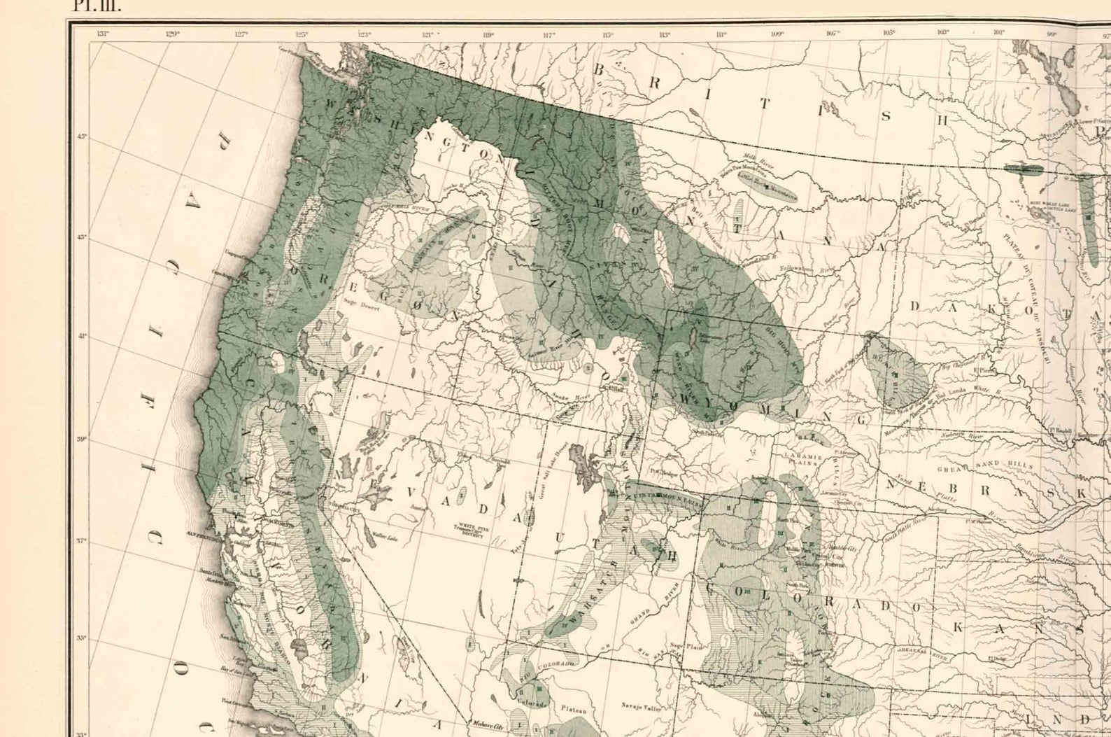USA Woodland & Forests Map 1873 Reprint 9th Census Atlas - Etsy