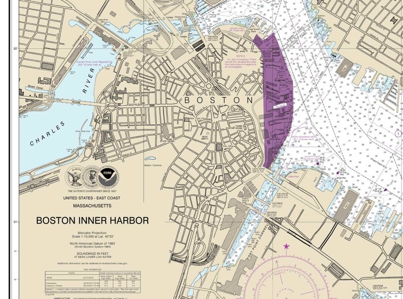 Boston Inner Harbor MA 2016 Nautical Map Reprint Harbors | Etsy