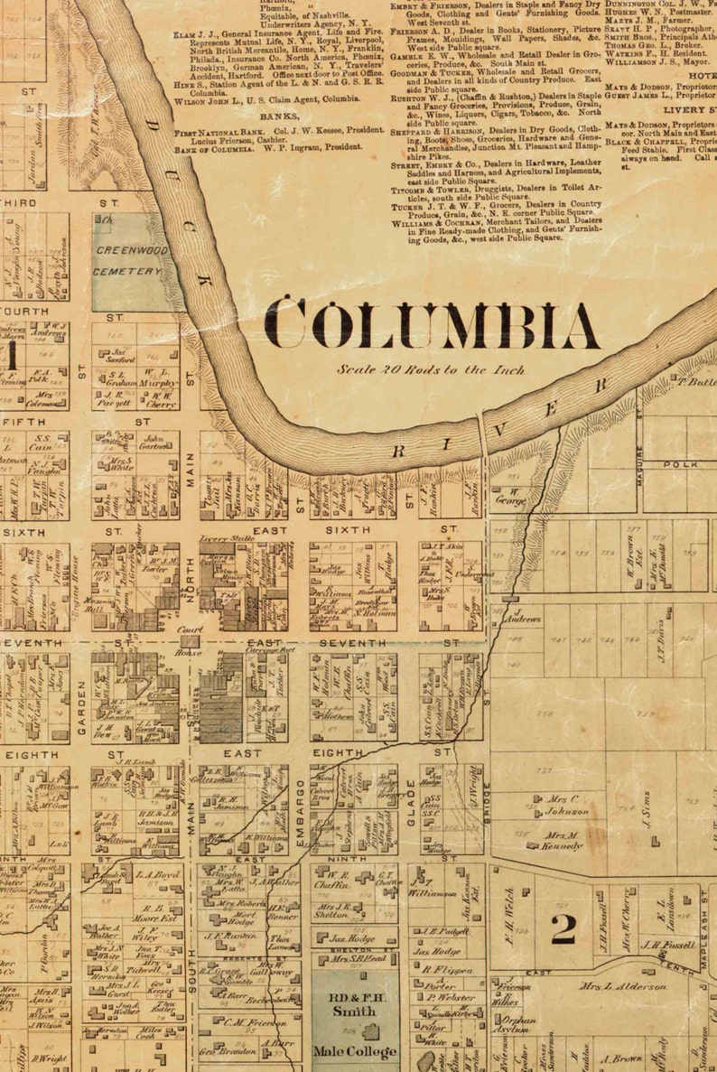 Maury County Tennessee 1878 Old Old Wall Map Reprint With - Etsy