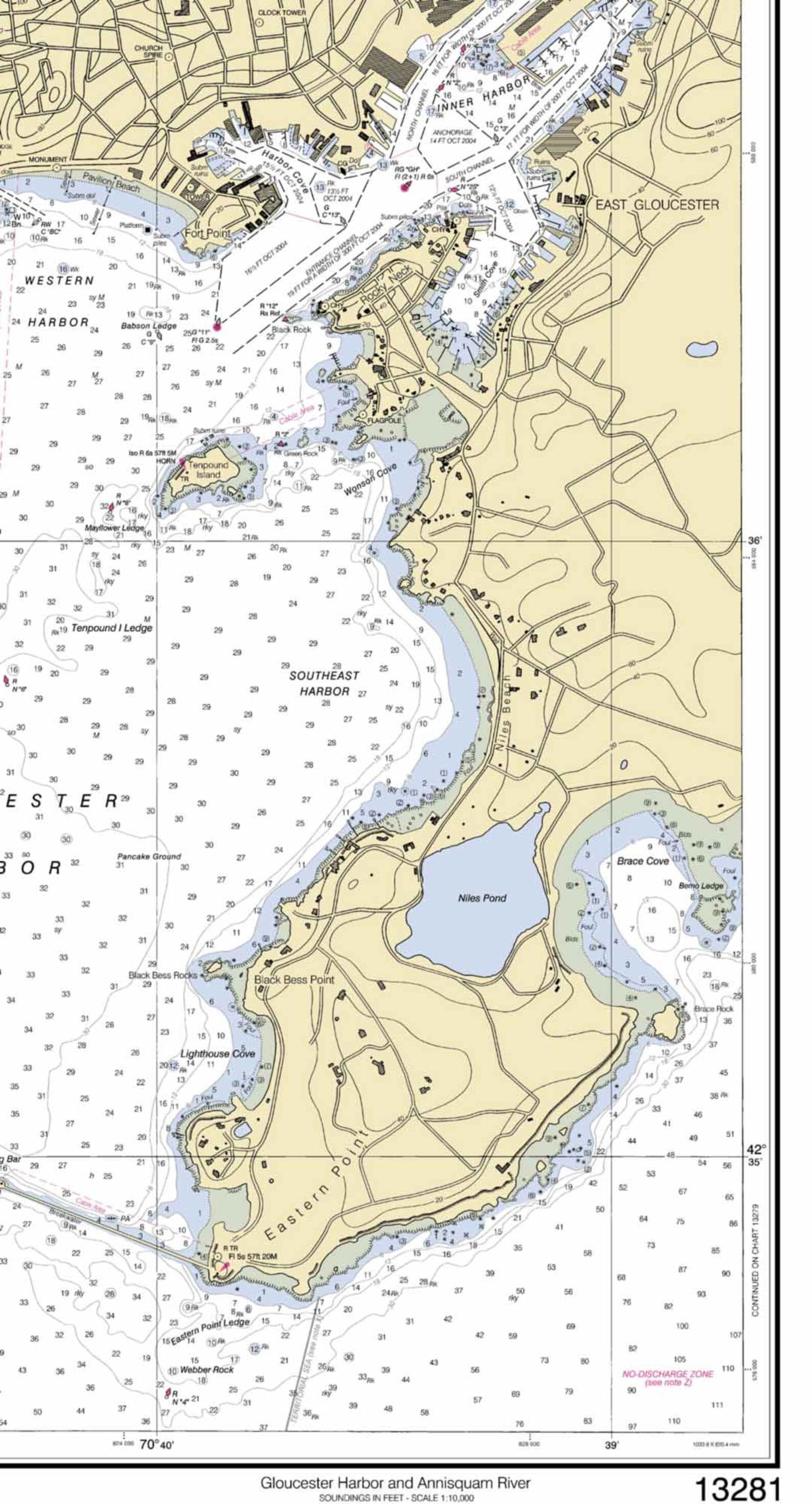 Gloucester Harbor & Annisquam River 2010 Nautical Map | Etsy