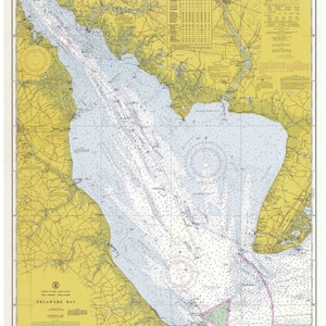 Delaware Bay 1967 Nautical Map Reprint - New Jersey & Delaware - 80000 ...