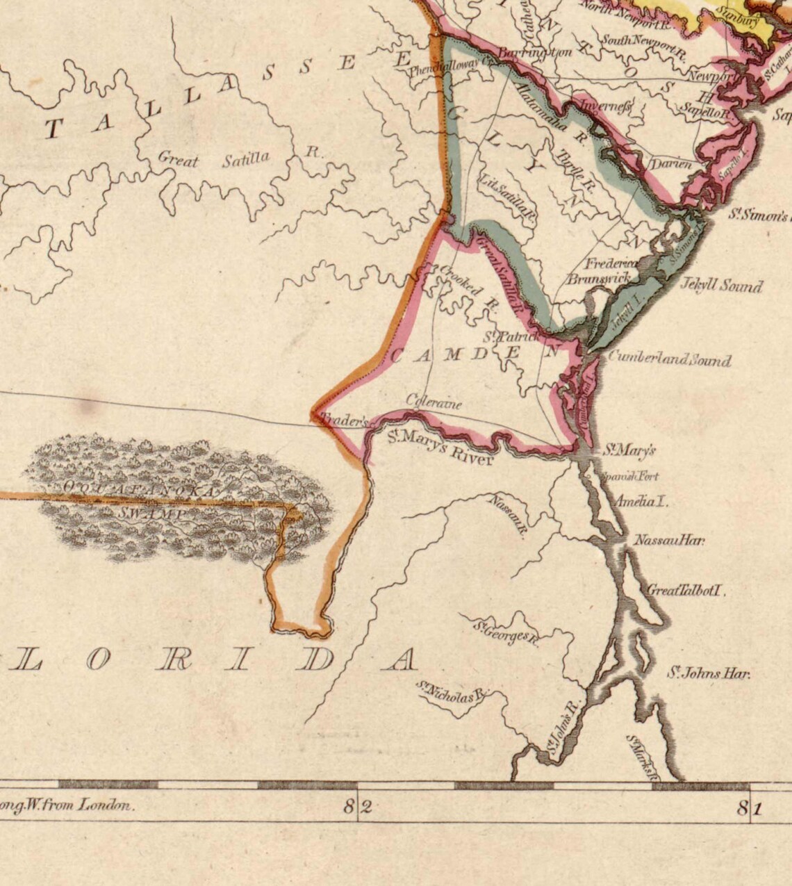 Georgia 1818 Old State Map - Carey - Reprint From Library of Congress ...