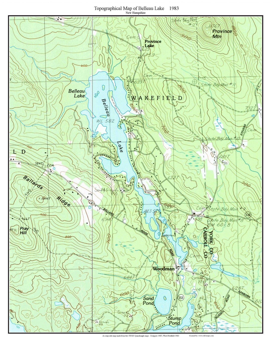 Buy Belleau Lake 1983 Old Topographic Map USGS Custom Composite Reprint ...