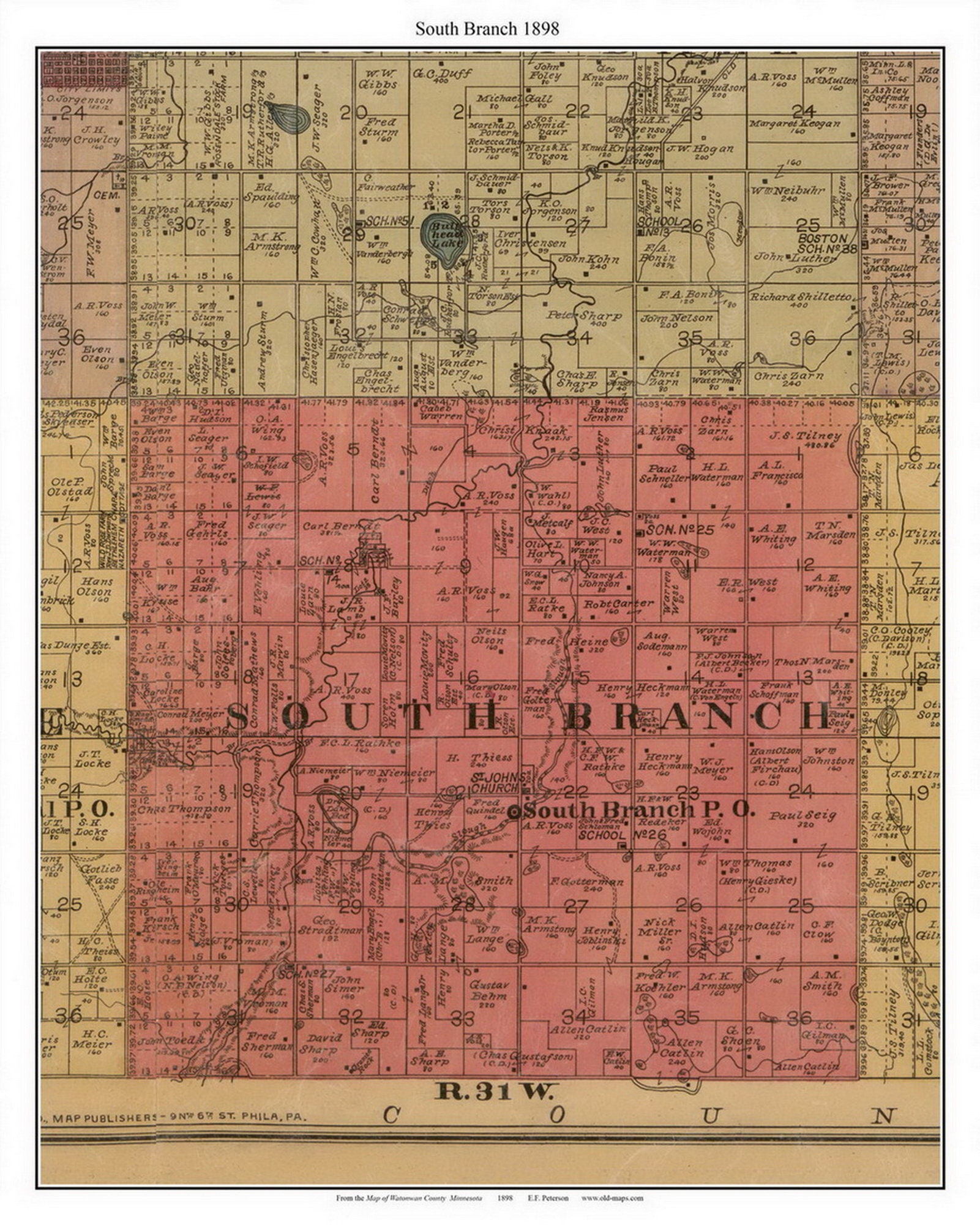 South Branch 1898 Old Town Map With Homeowner Names - Etsy