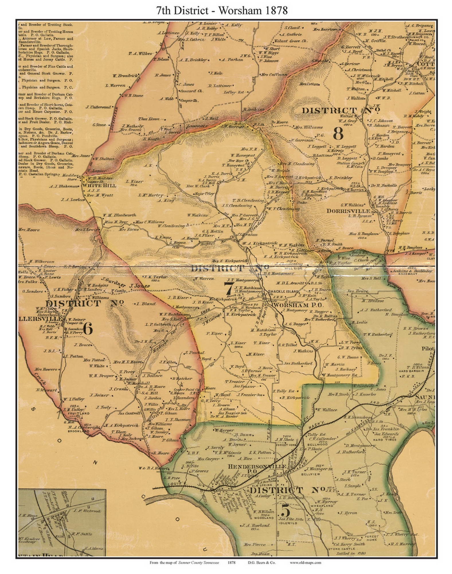 District 7 Worsham 1878 Old Town Map With Homeowner Names - Etsy
