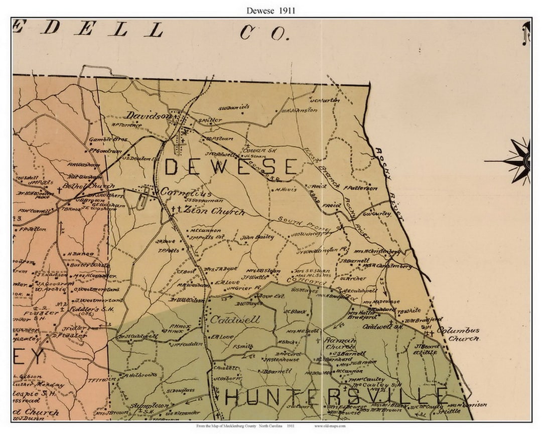 Dewese 1911 Old Town Map With Homeowner Names - Davidson Cornelius ...