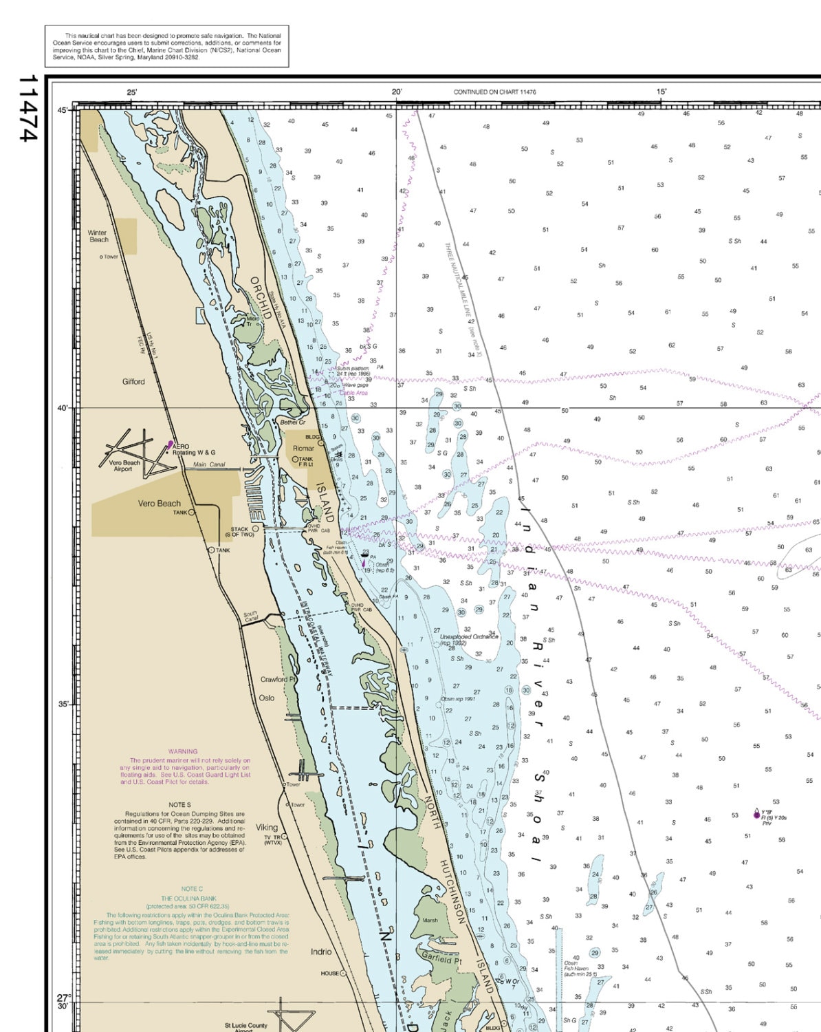 Bethel Shoal to Jupiter Inlet 2014 Nautical Map Florida 80000 - Etsy