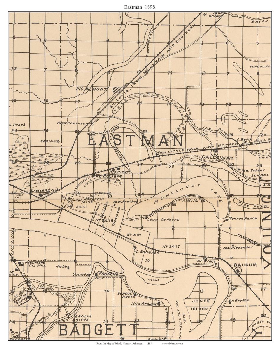 Eastman 1898 Old Town Map With Homeowner Names - Arkansas - Reprint ...