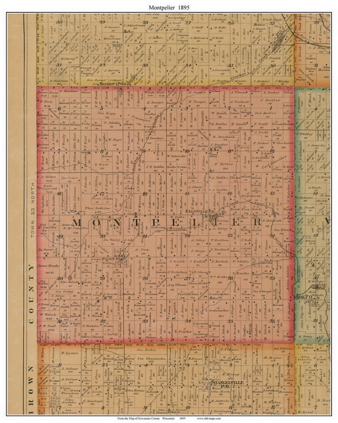 Montpelier 1895 - Old Town Map With Homeowner Names - Ellisville Pilsen ...