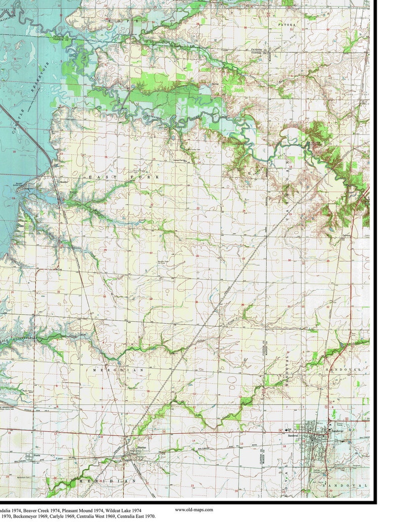 Carlyle Lake 1974 USGS Old Topographic Map Custom Composite - Etsy