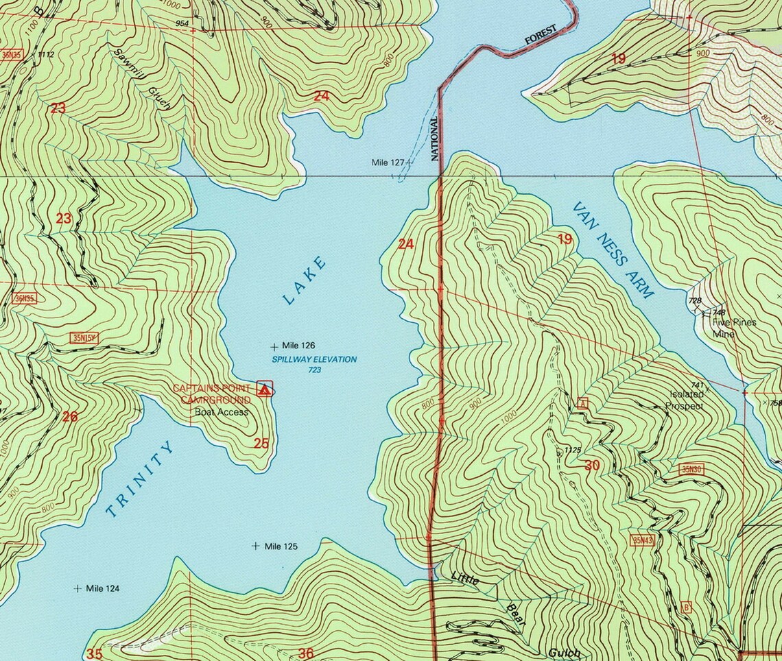 Trinity Lake 1998 Old Topographic Map USGS Custom Composite - Etsy