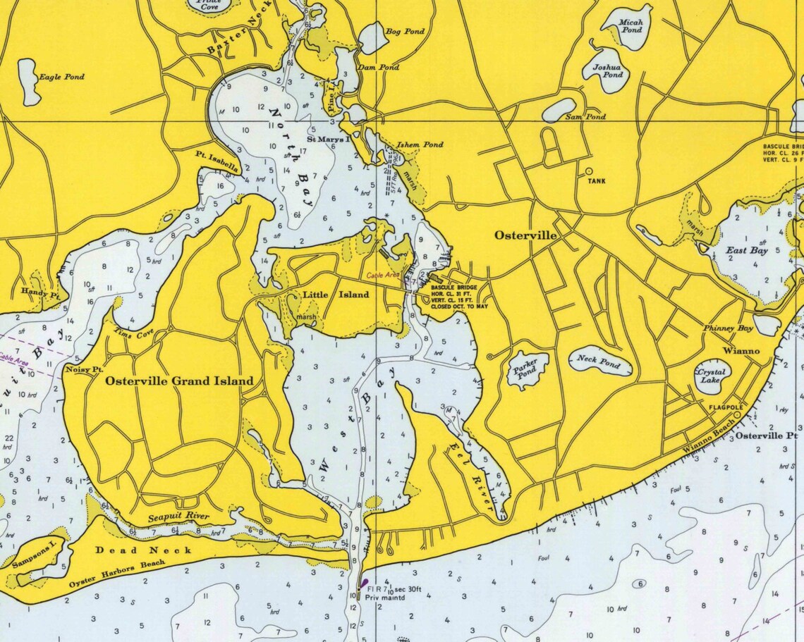 Osterville to Green Pond East Falmouth MA 1971 Nautical - Etsy