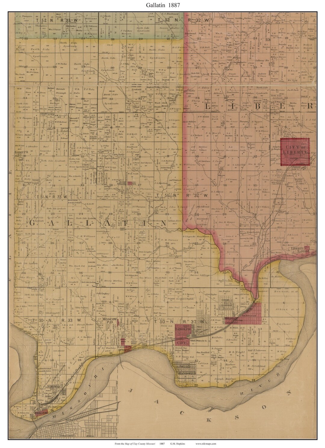 Gallatin 1887 Old Town Map With Homeowner Names - Randolph City ...