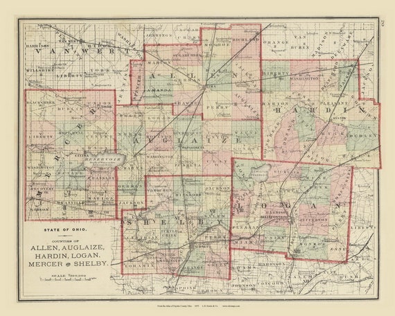 Allen County 1875 Old Town Map Reprint Fayette County Ohio - Etsy