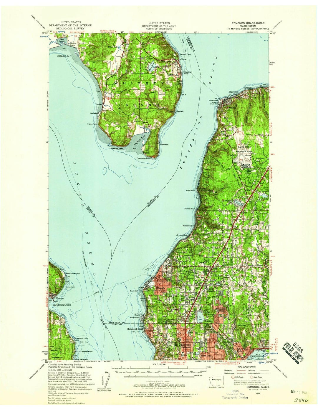 Edmonds 1953 (1958) Old Topo Map - Quad Reprint - 15x15 USGS ...