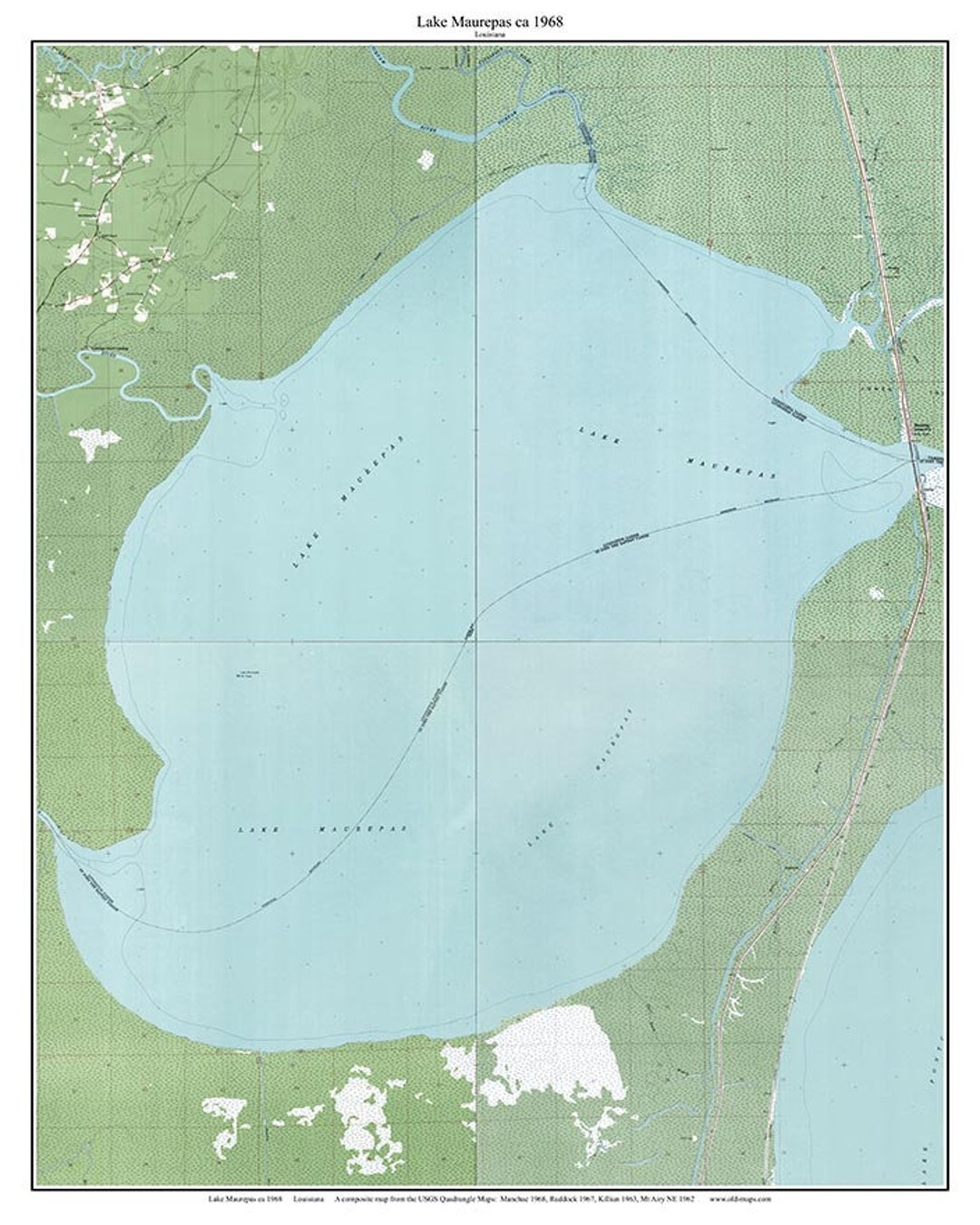 Lake Maurepas - 1968 - USGS Old Topographic Map Custom Composite ...