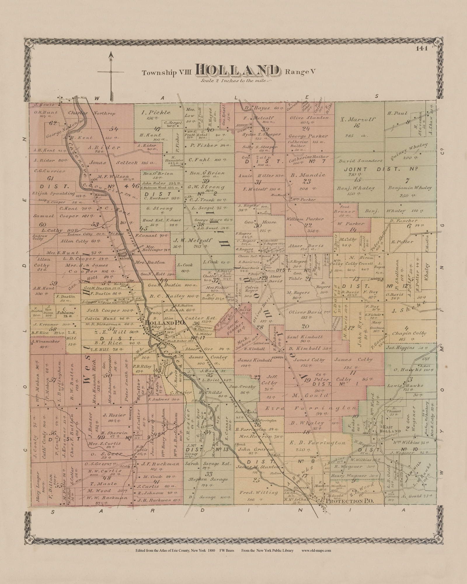 Holland 1880 Old Town Map Reprint Erie County New York - Etsy