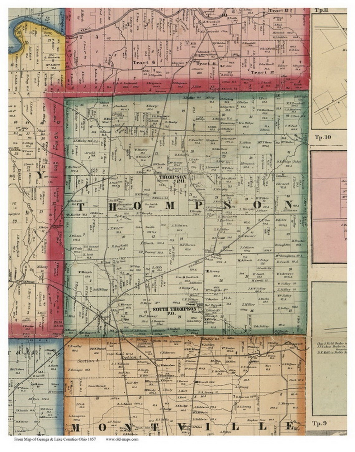 Thompson 1857 Old Town Map With Homeowner Names Ohio | Etsy