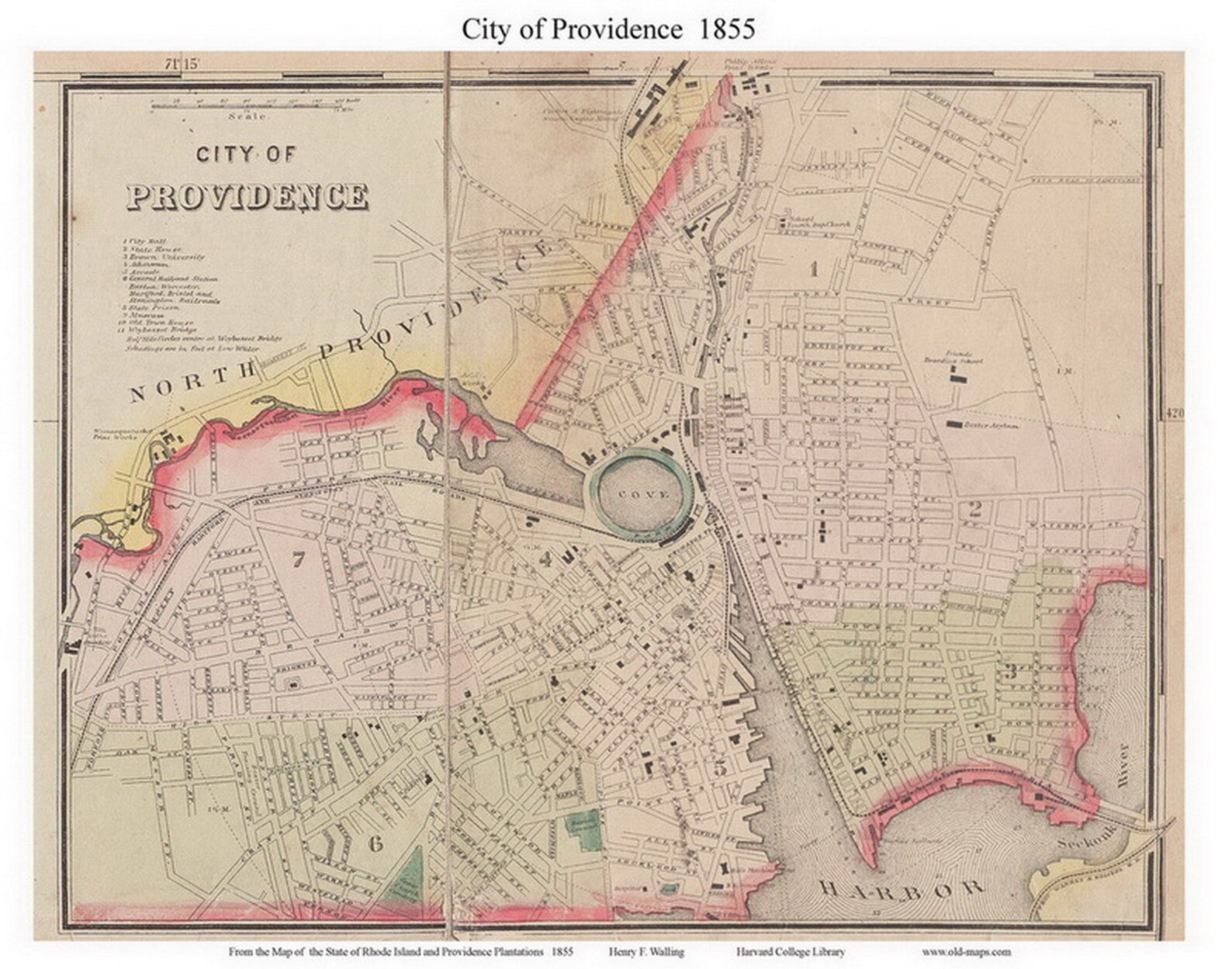Providence City 1855 Old Town Map With Homeowner Names - Rhode Island ...