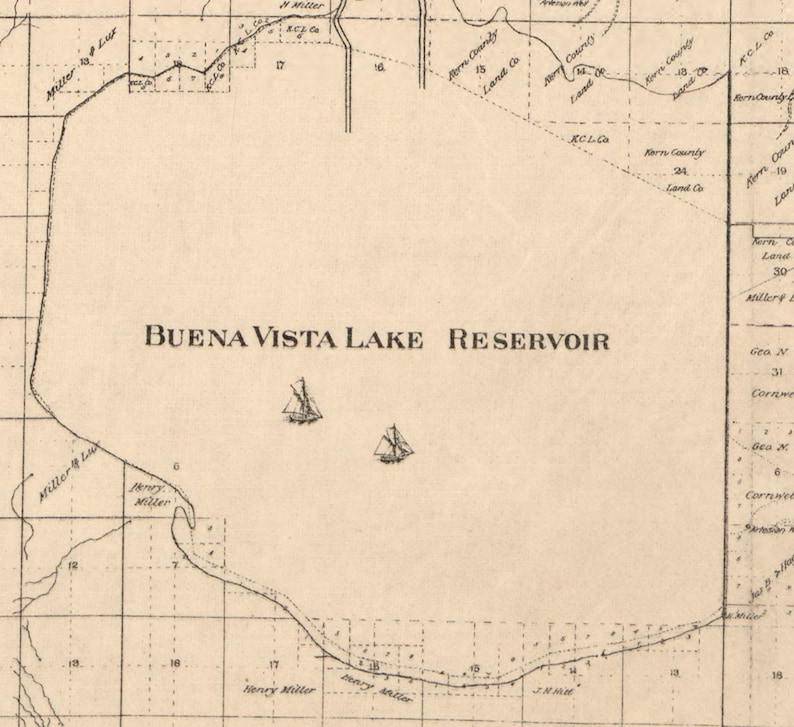 Kern County California 1896 Old Wall Map Reprint With - Etsy