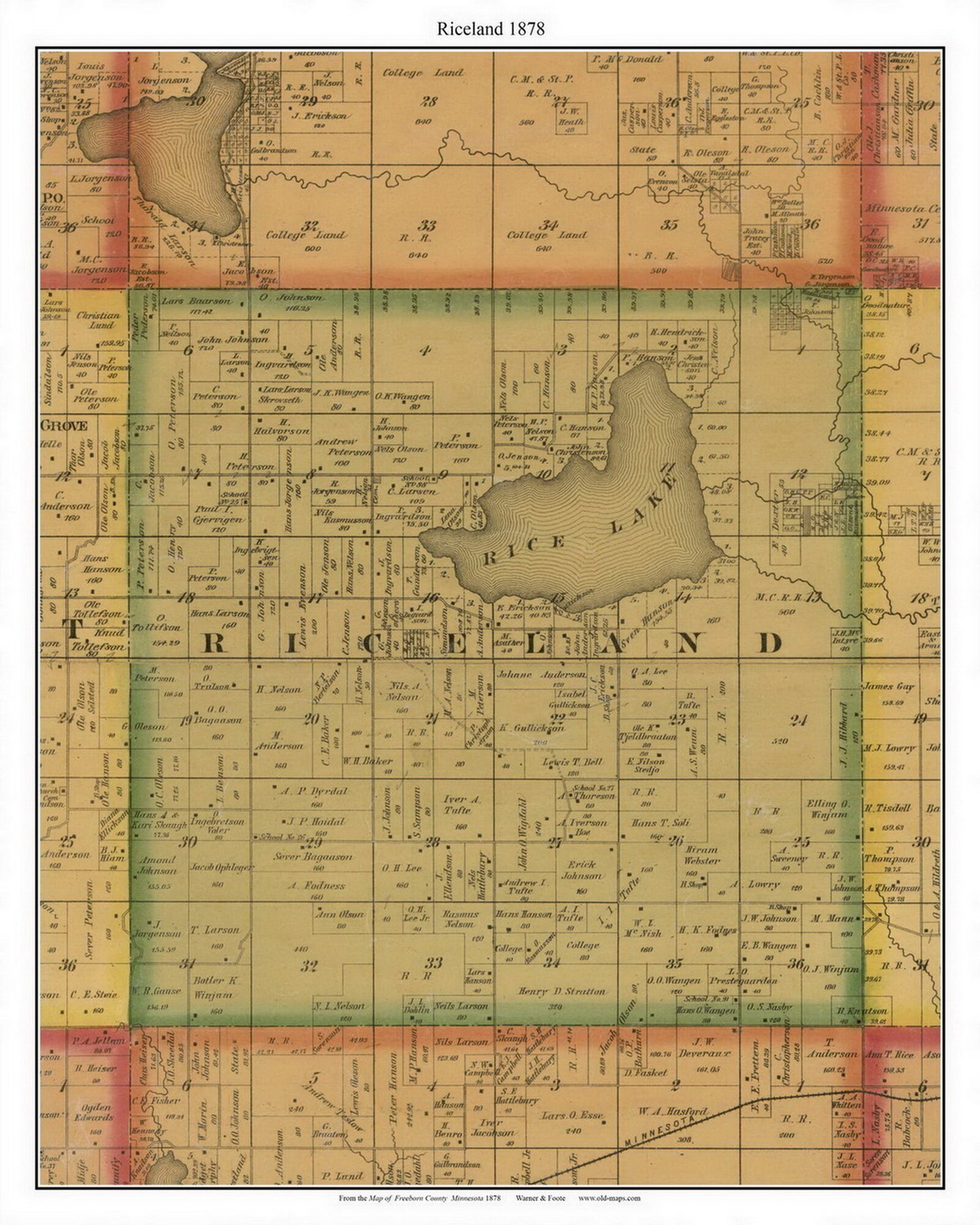 Riceland 1878 Rice Lake Old Town Map With Homeowner Names - Etsy
