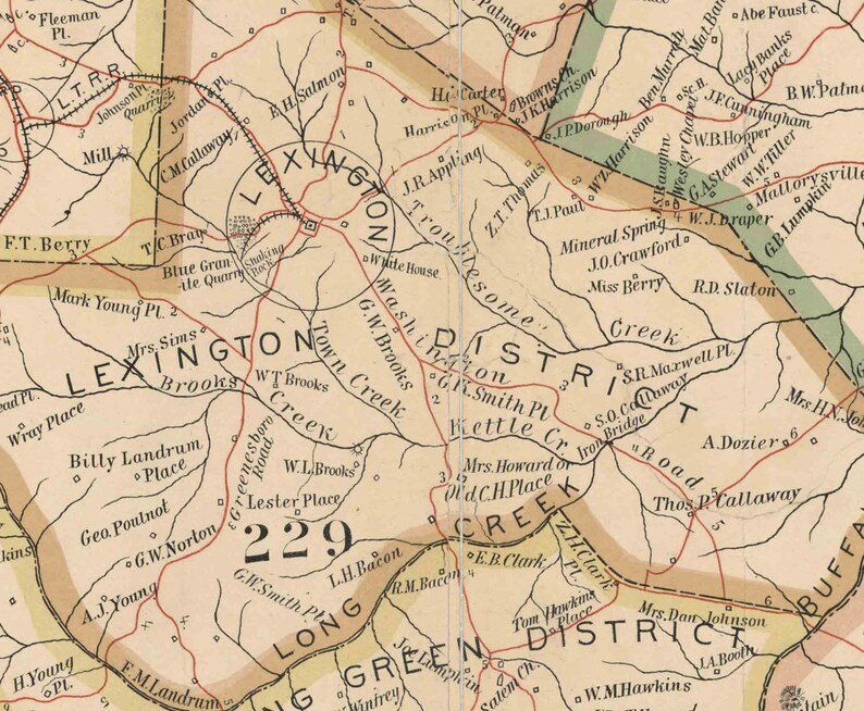 Oglethorpe County Old 1894 Map Georgia - Wall Map With Homeowner Names ...