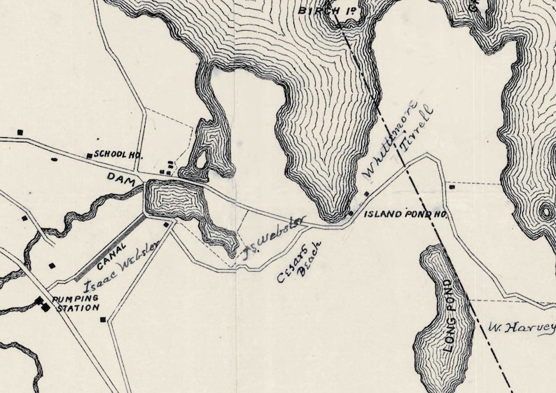 Massabesic Lake 1885 Map Reprint - Manchester New Hampshire Homeowner ...