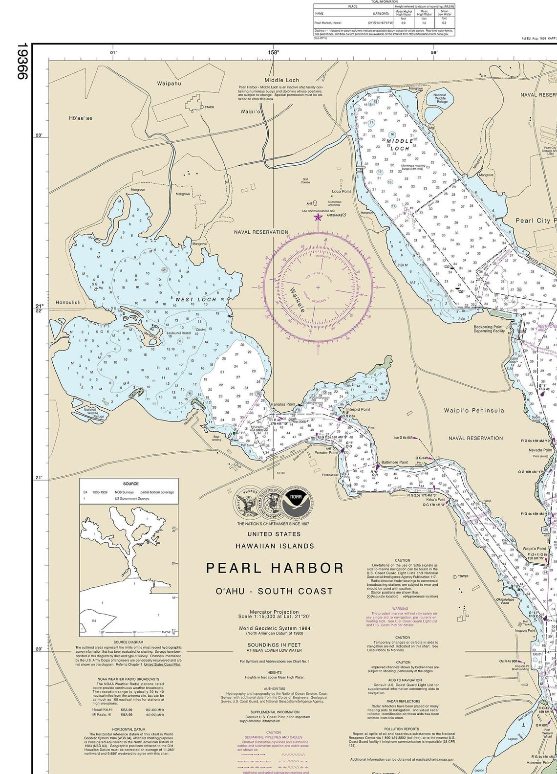 Pearl Harbor 2015 Nautical Map Hawaii PC Harbors Oahu - Etsy