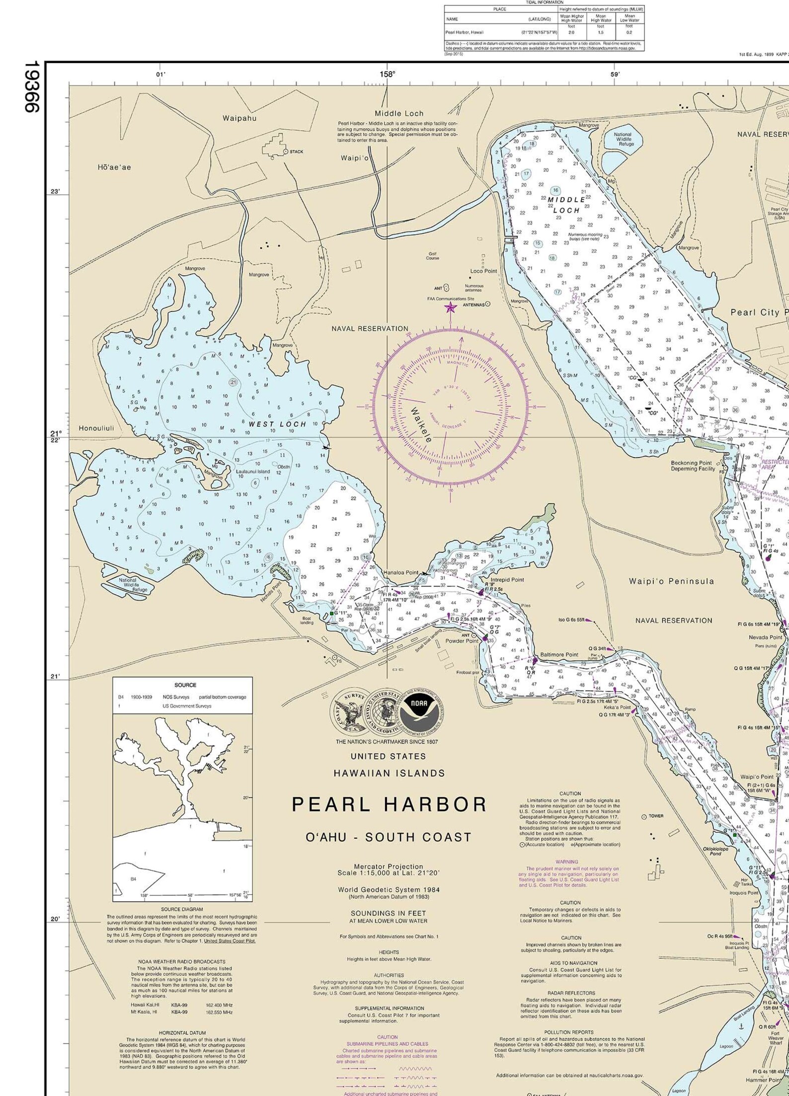 Pearl Harbor 2015 Nautical Map Hawaii PC Harbors Oahu - Etsy