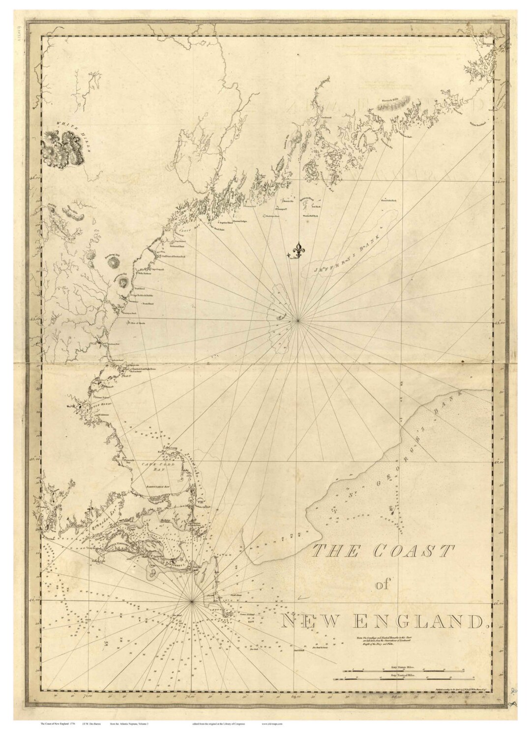 Coast of New England 1776 Map - Revolutionary War Survey by British ...