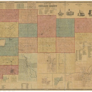 Auglaize County Ohio 1860 - Old Wall Map Reprint With Homeowner Names ...