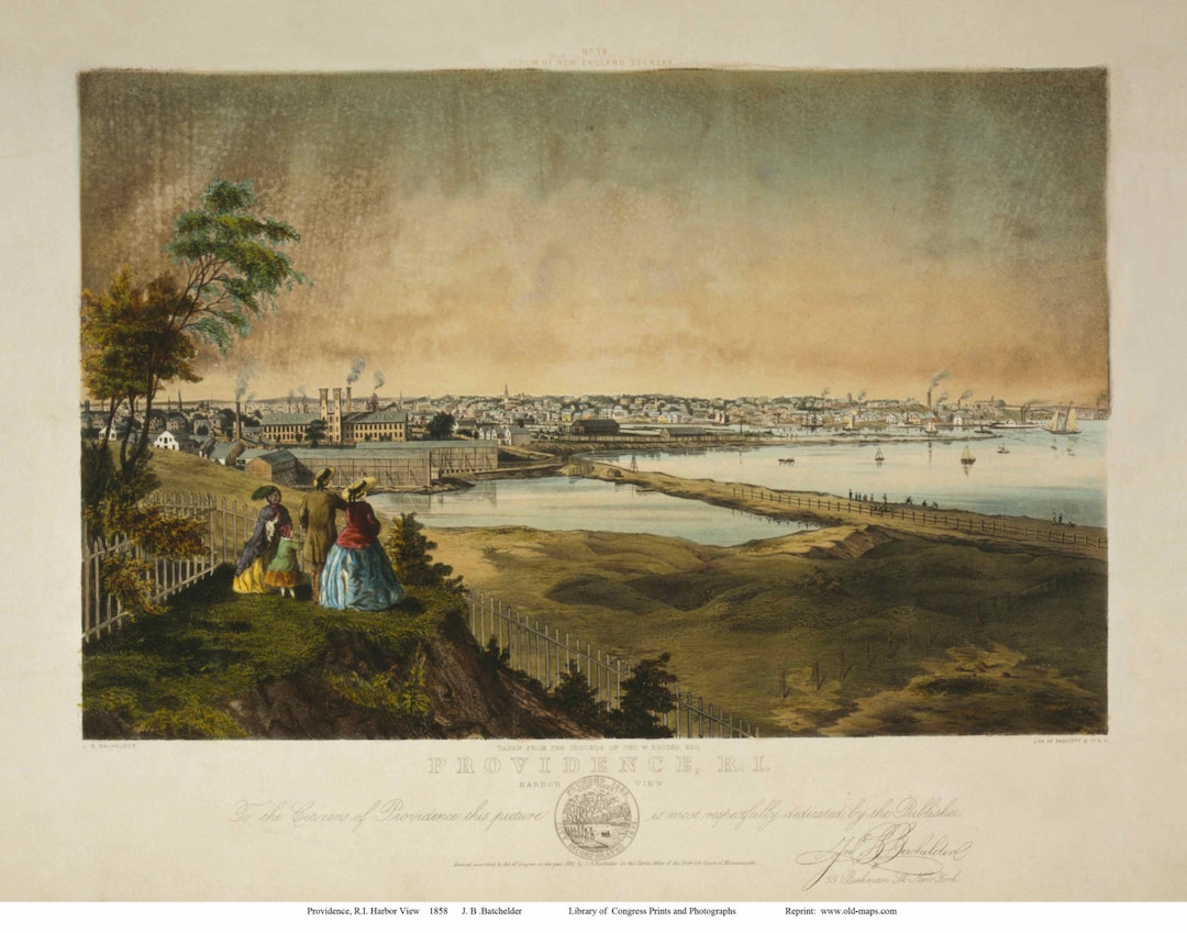 Providence Rhode Island - 1858 Birds Eye View - J.b.batchelder Reprint ...