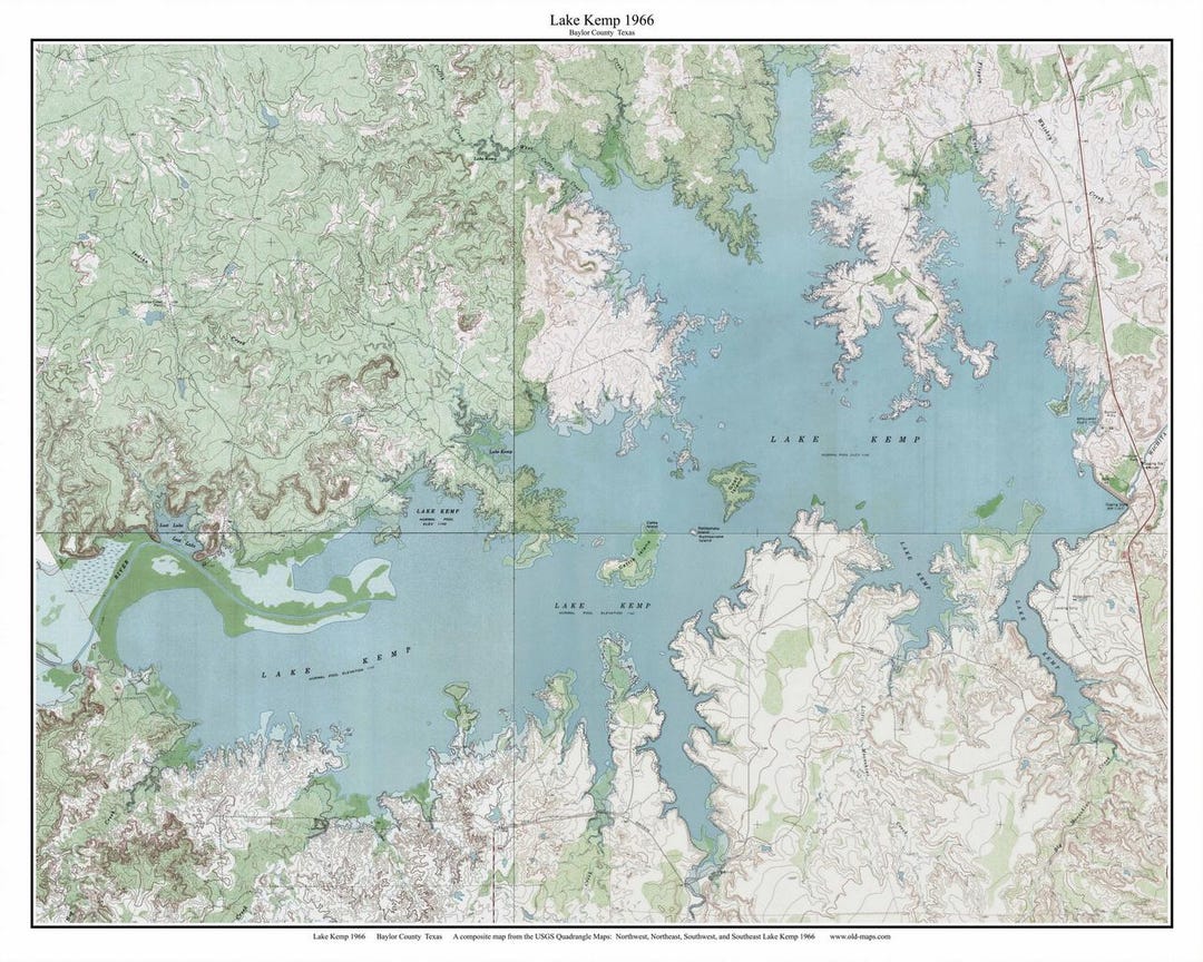 Lake Kemp 1966 Texas Old Map - USGS Composite Custom - Reprint - Etsy